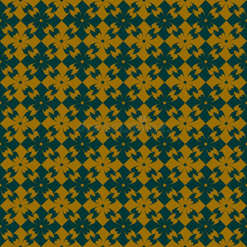 Simple Seamless Pattern. Retro, Checked, Flowers Stock Illustration ...