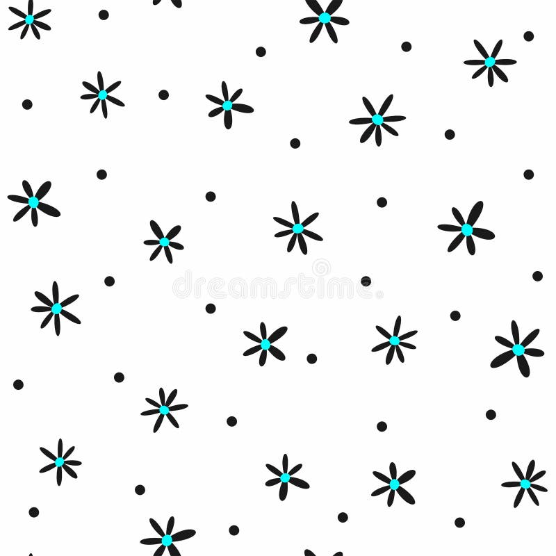 Simple Seamless Pattern with Scattered Small Flowers and Dots. Stock ...