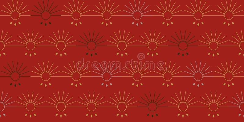 Simple Seamless Pattern, Sun in Golden and Red Tones Stock Vector ...
