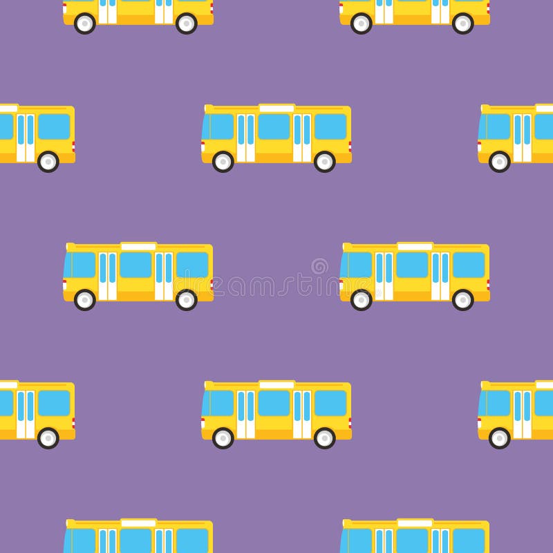 Yellow Bus Seamless Pattern Stock Vector - Illustration of flat, color ...