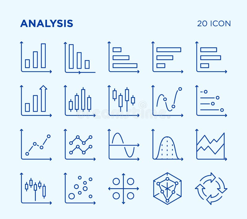 Simple Set of Analysis. Diagrams. Vector Line Icons. Stock Illustration ...