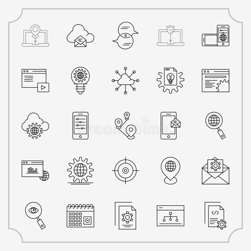 Simple Set of Application Related Vector Line Stock Illustration ...