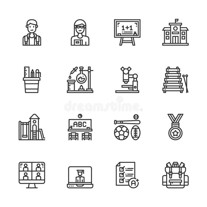 Simple Set of Back To School Line Icons, Outline Symbol Collection ...