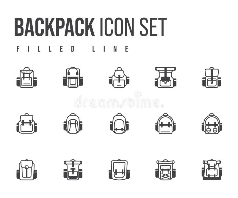Simple Set of Backpack Related Vector Line Icons. Linear Style Sign for ...