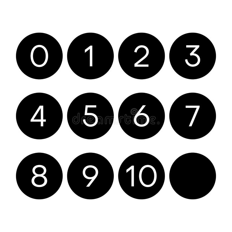 Set of Circle Numbers Icon. Stock Vector - Illustration of math, font ...