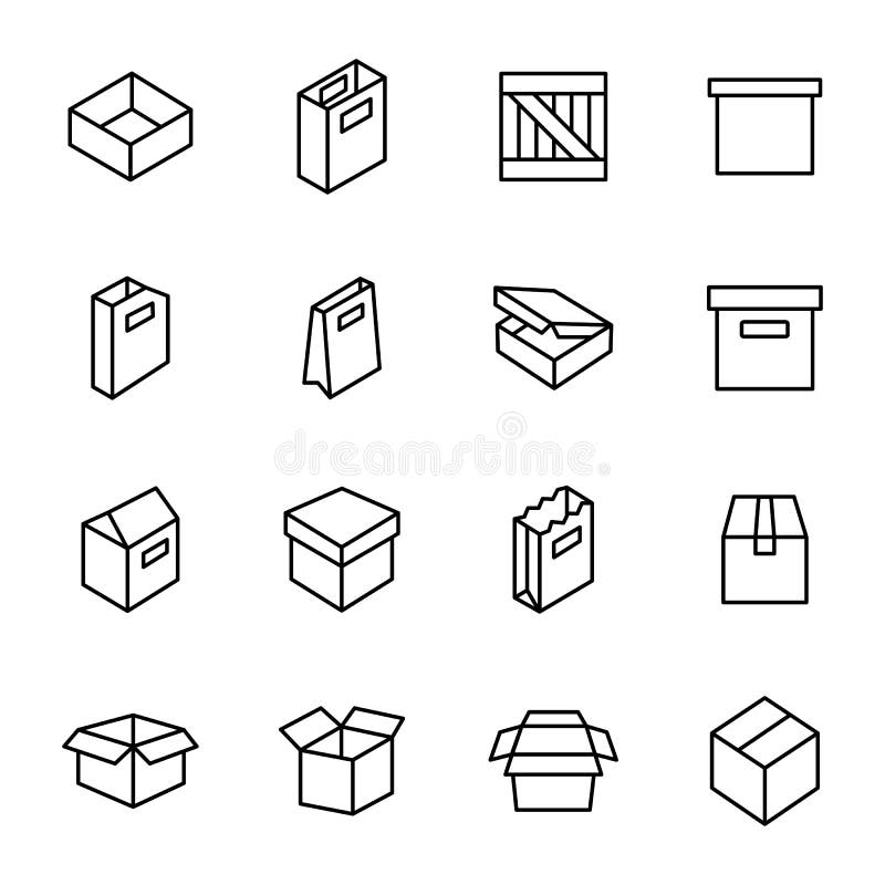 Simple Set of Box and Crates Related Vector Icons for Your Design Stock ...