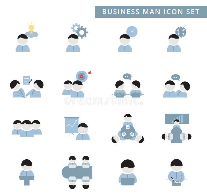A Simple Set of Business Man Management and Teamwork Thin Line Vector ...