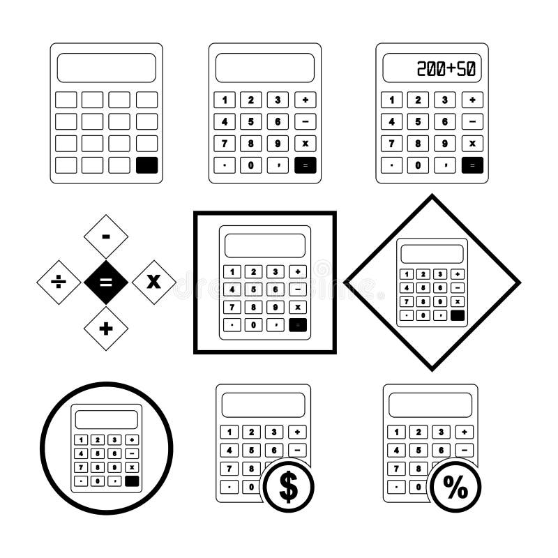 Simple Set of Calculation Related Vector Line Icons. Editable Stroke ...