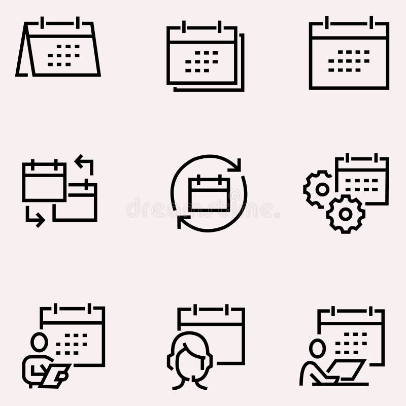 Simple Set of Calendar Related Vector Line Icons. Contains Such Icons ...