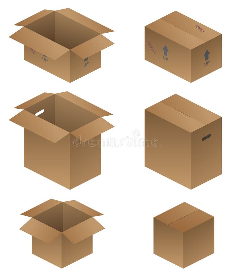 Various Shipping, Packing, and Moving Boxes Vector Illustration Stock ...