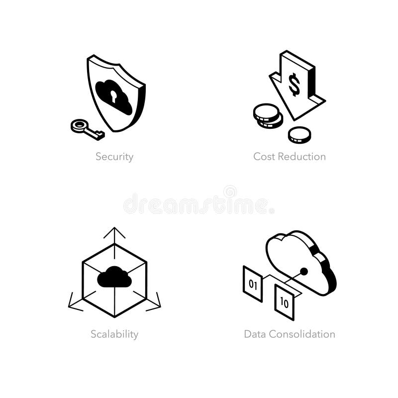 Simple Set of Cloud Analytics Icons Stock Vector - Illustration of ...