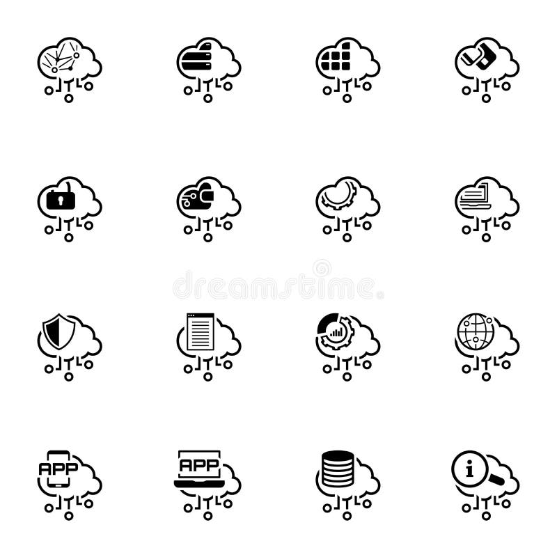 Simple Set Of Cloud Computing Related Vector Line Icons Stock Vector