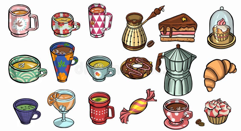 Simple Set of Coffee and Tea Set Symbol. Icon Stock Illustration ...
