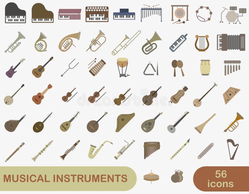 A Simple Set of Colored Musical Instruments. Images of Various Musical ...