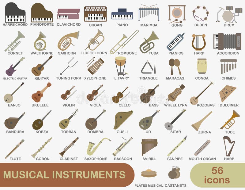 A Simple Set of Colored Musical Instruments. Images of Various Musical ...