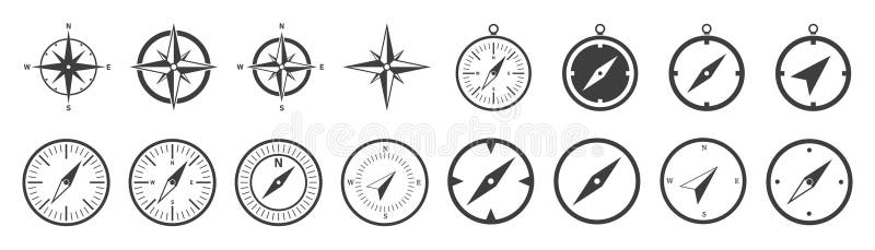 Simple Set of Compass Icons. Set of Compass Symbols on White Isolate ...