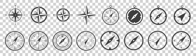 Simple Set of Compass Icons. Set of Compass Symbols on White Isolate ...