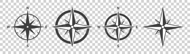 Simple Set of Compass Icons. Set of Compass Symbols on White Isolate ...
