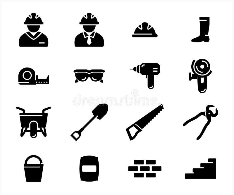 Simple Set of Construction Job and Worker Related Vector Icon User ...