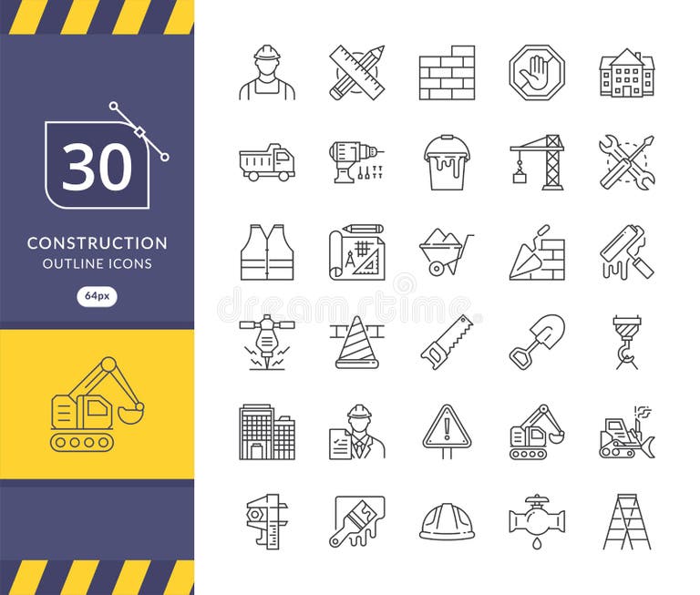 Simple Set of Construction Related Vector Icons Stock Vector ...