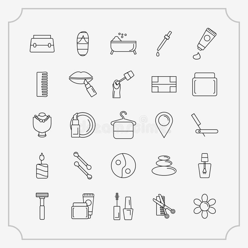 Simple Set of Cosmetics Related Vector Line Stock Illustration ...