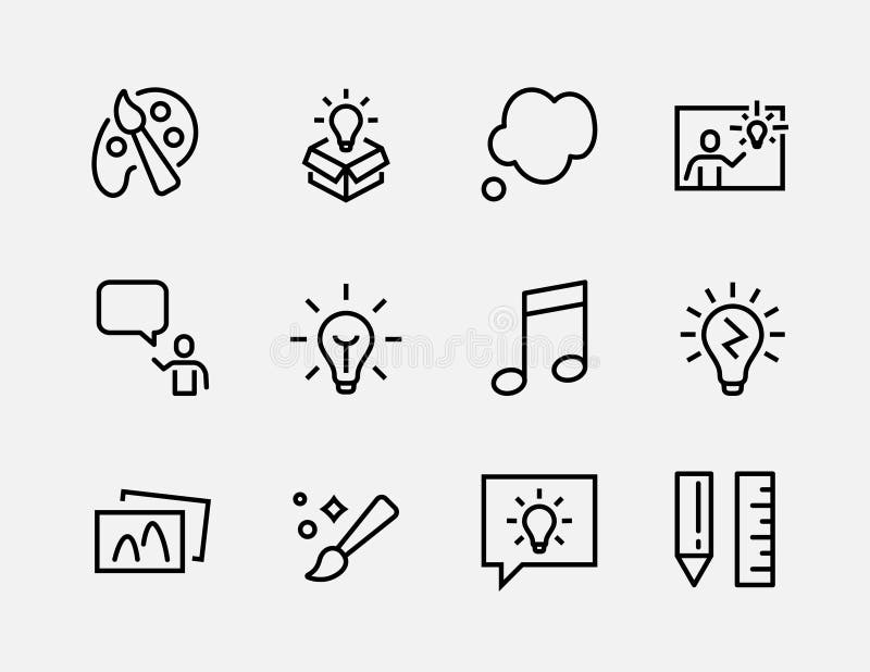 Simple Set of Creativity Related Vector Line Icons. Contains Such Icons ...