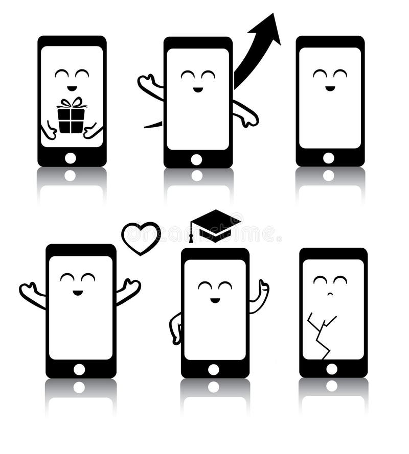 Simple Set of Cute Phone Symbols Stock Vector - Illustration of ...