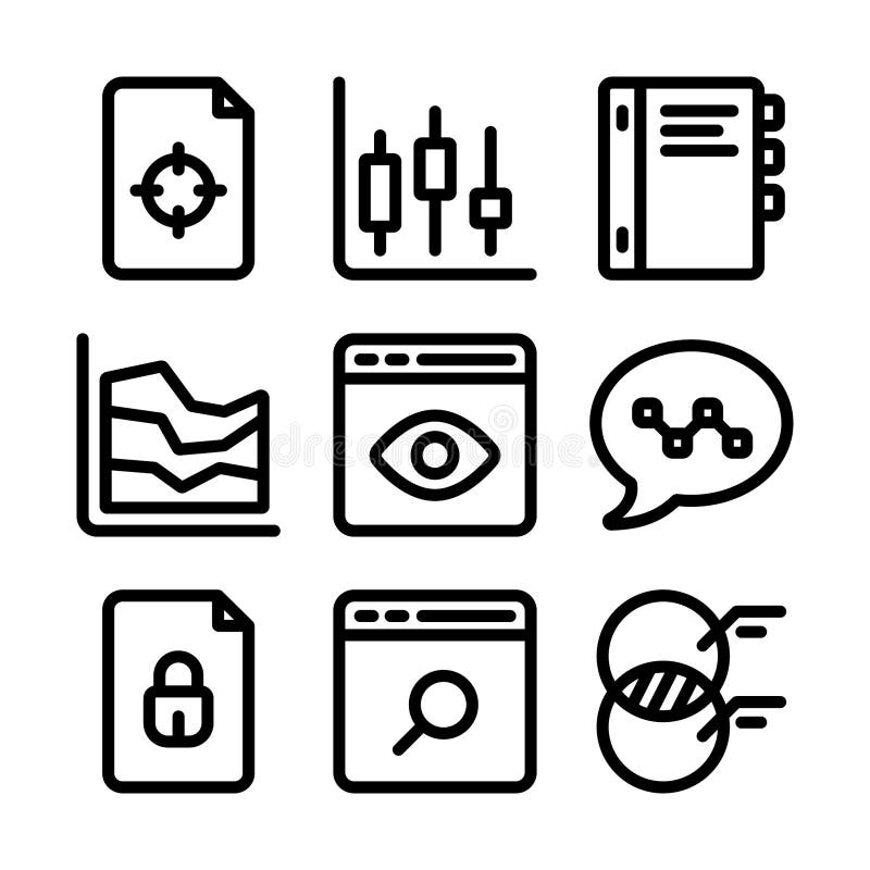 Simple Set Of Data Analysis Related Vector Line Icons Stock