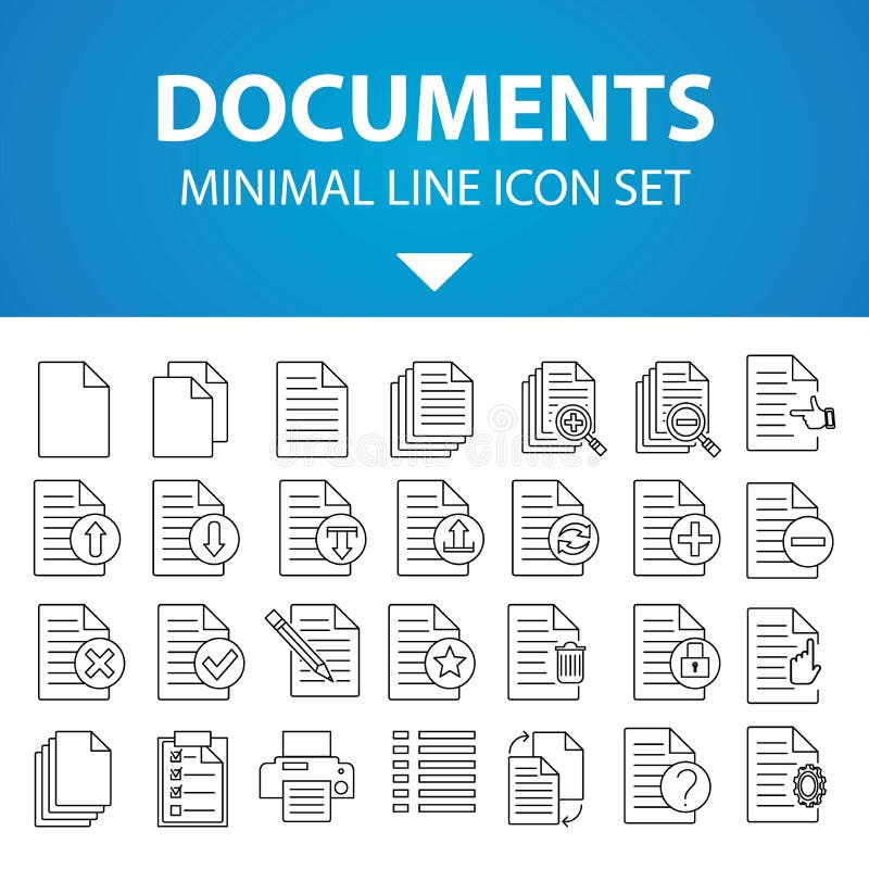 Simple Set of Documents Vector Line Icons. Paper Icon, Document Icon ...