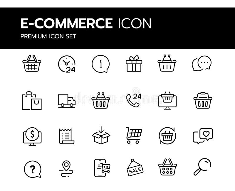 Simple Set of E-Commerce Line Icon. Stock Vector - Illustration of line ...