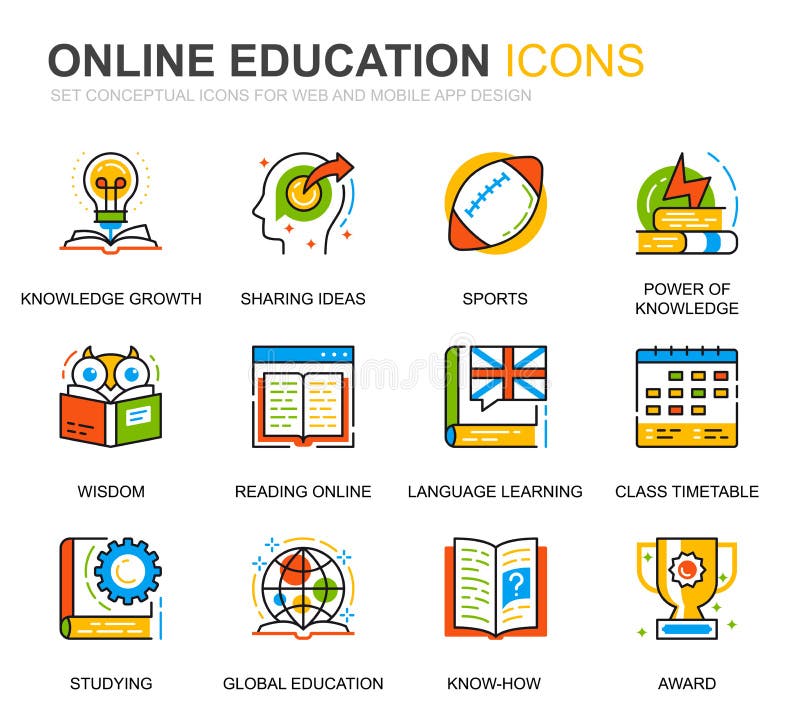 Simple Set Education and Knowledge Line Icons for Website and Mobile ...