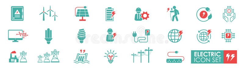 Simple Set of Electric Icons. Solid Icon Simple Style Stock Vector ...