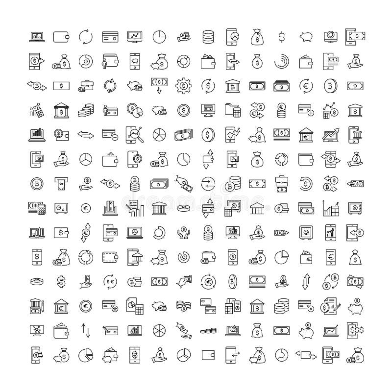 Simple Set of Finance Related Outline Icons. Stock Vector ...