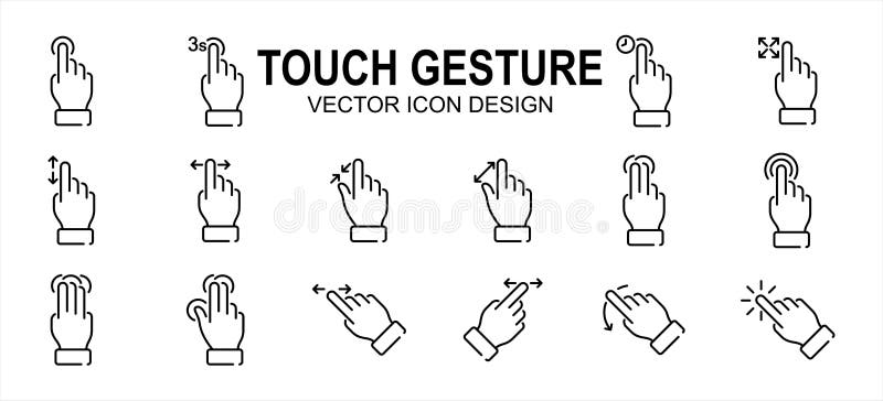 Simple Set of Finger Touch Gesture Related Vector Icon User Interface ...