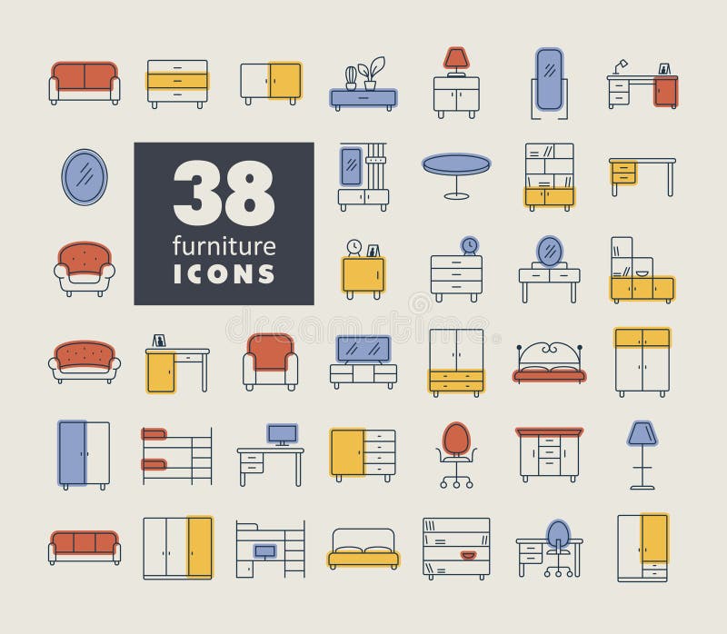 Simple Set of Furniture Vector Icon Stock Vector - Illustration of ...