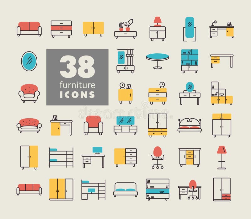 Simple Set of Furniture Vector Icon Stock Vector - Illustration of ...