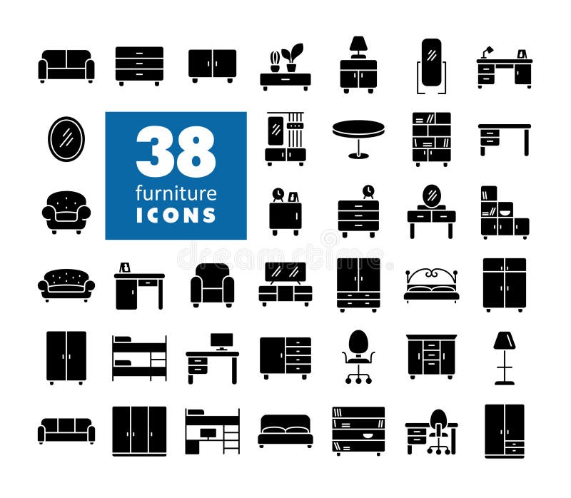 Simple Set of Furniture Vector Icon Stock Vector - Illustration of ...