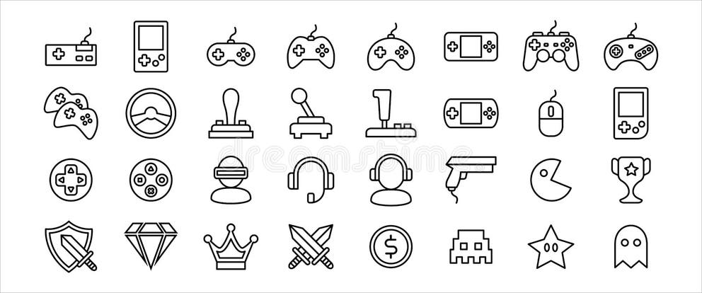 Simple Set of Game, Gaming Stuff and Controller Related Vector Icon ...