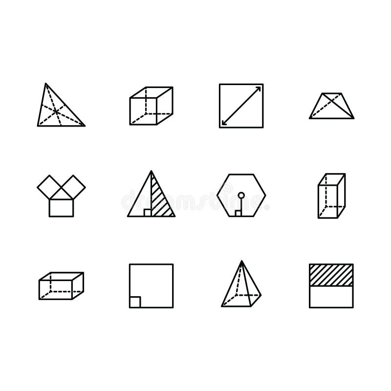 Simple Set Geometric Figures Illustration Line Icon. Contains Such ...