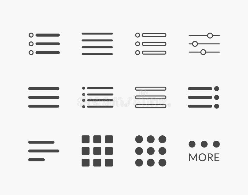 Simple Set of Hamburger Menu Thin Line Icons Stock Vector ...