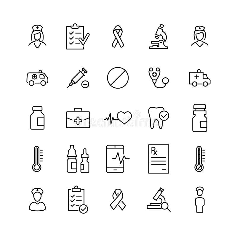 Simple Set of Healthcare Related Outline Icons. Stock Vector ...