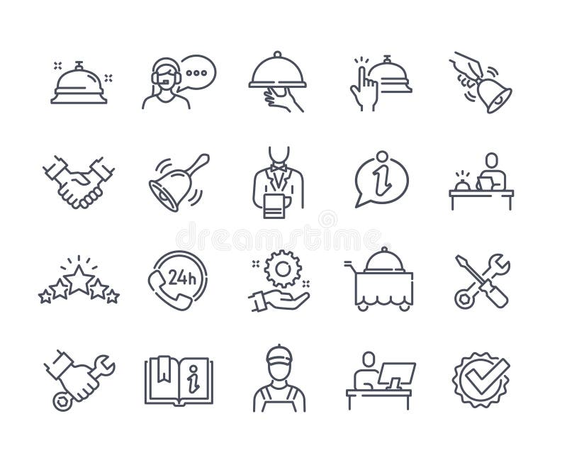 Simple Set of Icons with Service and Maintenance Stock Vector ...