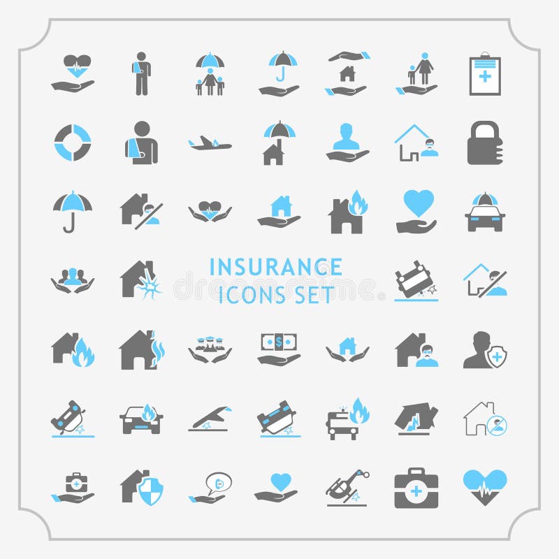 Simple Set of Insurance Related Vector Line Stock Illustration ...