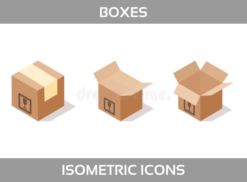 Simple Set OfÂ Isometric Packaging Boxes Vector 3DÂ Icons. Color ...