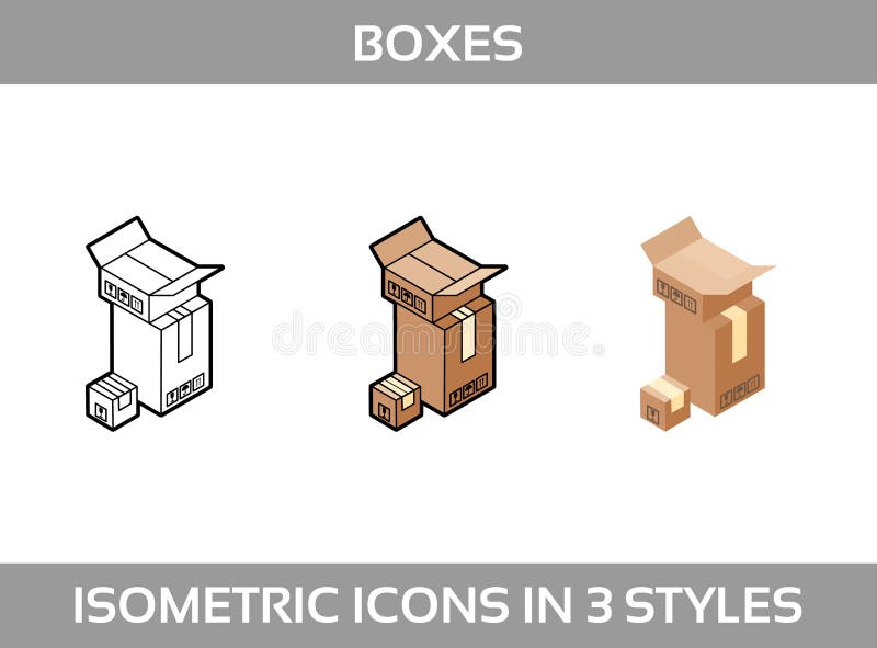 Simple Set OfÂ Isometric Packaging Boxes Vector 3DÂ Icons. Color ...