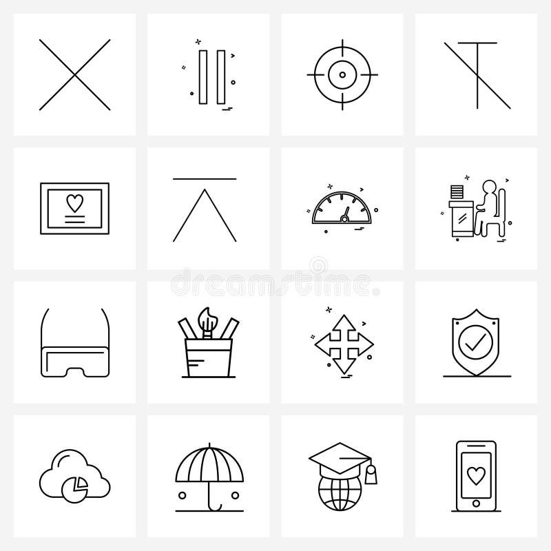 Simple Set of 16 Line Icons Such As Valentine, Love, Focus, Image ...