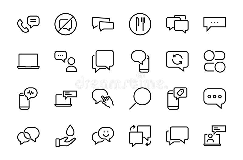 Simple Set of Message Line Vector Line Icons. Contains Icons Such As ...