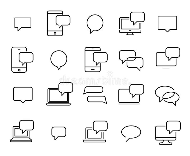 Simple Set of Message Related Outline Icons. Stock Vector ...