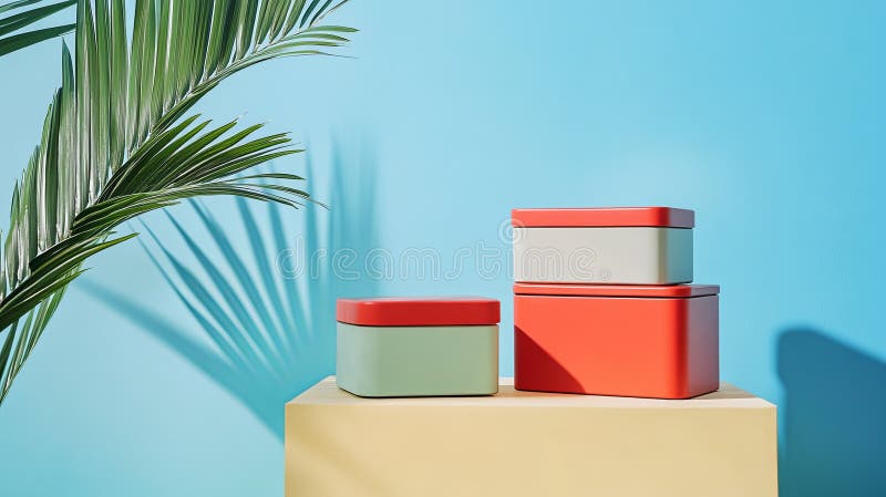 A Simple Set of Modular Storage Boxes Stacked on a Bright Surface Stock ...