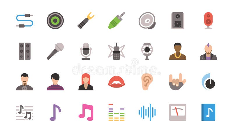 Simple Set of Music Related Vector Icons Stock Vector - Illustration of ...